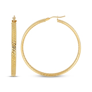 Italian Brilliance Textured Inside-Out Hoop Earrings 14K Yellow Gold ...