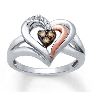 Diamond Heart Ring 1/10 ct tw Brown/White Sterling Silver | Kay