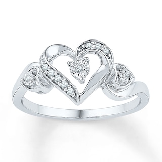 Diamond Heart Promise Ring 1/20 ct tw Round Sterling Silver | Kay
