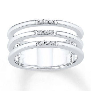 Triple Layer Midi Ring Diamond Accents Sterling Silver | Kay