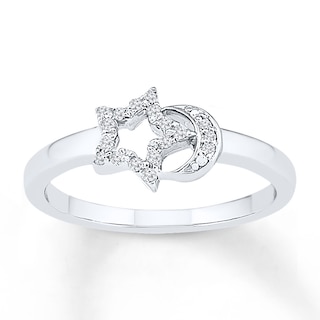 Star & Moon Ring 1/15 ct tw Diamonds Sterling Silver | Kay