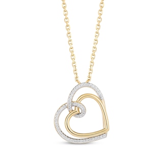 Hallmark Diamonds Looping Hearts Necklace 1/10 ct tw 10K Yellow Gold 18 ...