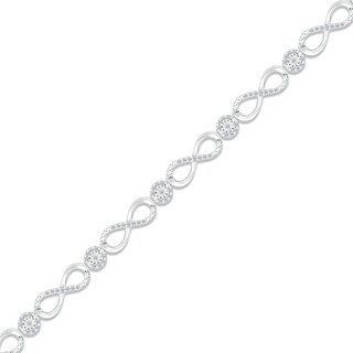 Diamond Infinity Link Bracelet 1/2 ct tw Round-cut Sterling Silver 7" | Kay