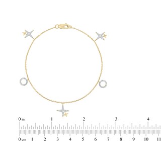 Diamond XO Dangle Bracelet 1/4 ct tw 10K Yellow Gold 7" | Kay