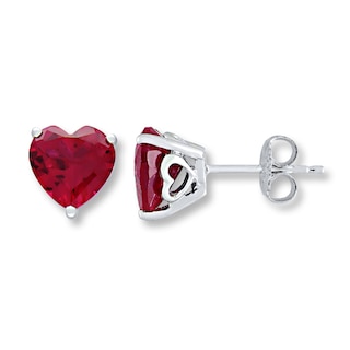 Heart Earrings Lab-Created Rubies Sterling Silver | Kay