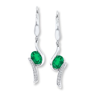 Lab-Created Emerald Earrings in Sterling Silver | Kay