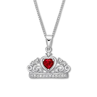 Lab-Created Ruby Crown Necklace Sterling Silver | Kay