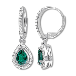 Lab-Created Emerald Earrings Sterling Silver | Kay