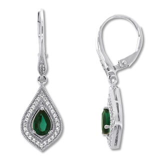 Lab-Created Emerald Earrings Sterling Silver | Kay