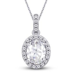 White Lab-Created Sapphire Necklace Sterling Silver 18" | Kay