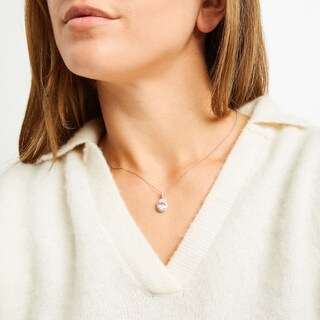 White Lab-Created Sapphire Necklace Sterling Silver 18" | Kay