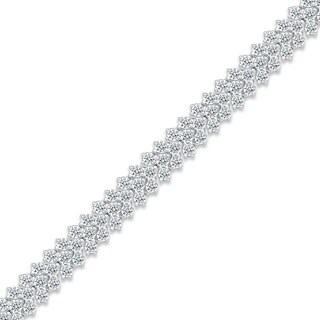 White Lab-Created Sapphire Line Bracelet Sterling Silver 7.25" | Kay