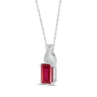 Emerald-Cut Lab-Created Ruby & White Lab-Created Sapphire Twist ...