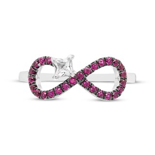 Square-Cut White Lab-Created Sapphire & Lab-Created Ruby Infinity Ring ...