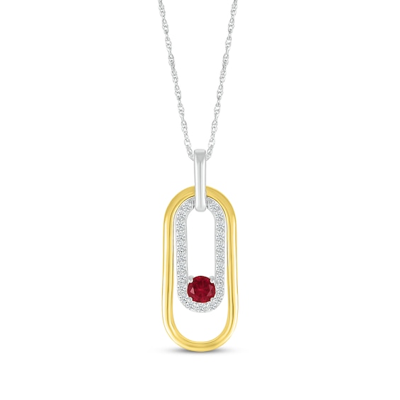 Lab-Created Ruby & White Lab-Created Sapphire Paperclip Necklace ... Lab-Created Ruby & White Lab-Created Sapphire Paperclip Necklace ...