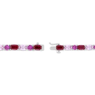 Multi-Shape Lab-Created Ruby & Pink Lab-Created Sapphire Link Bracelet ...
