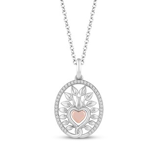 Hallmark Diamonds Heart Tree Necklace 1/10 ct tw Sterling Silver & 10K ...