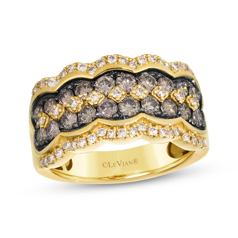 Le Vian Vault Diamond Scalloped Ring 1-1/2 ct tw 14K Honey Gold | Kay