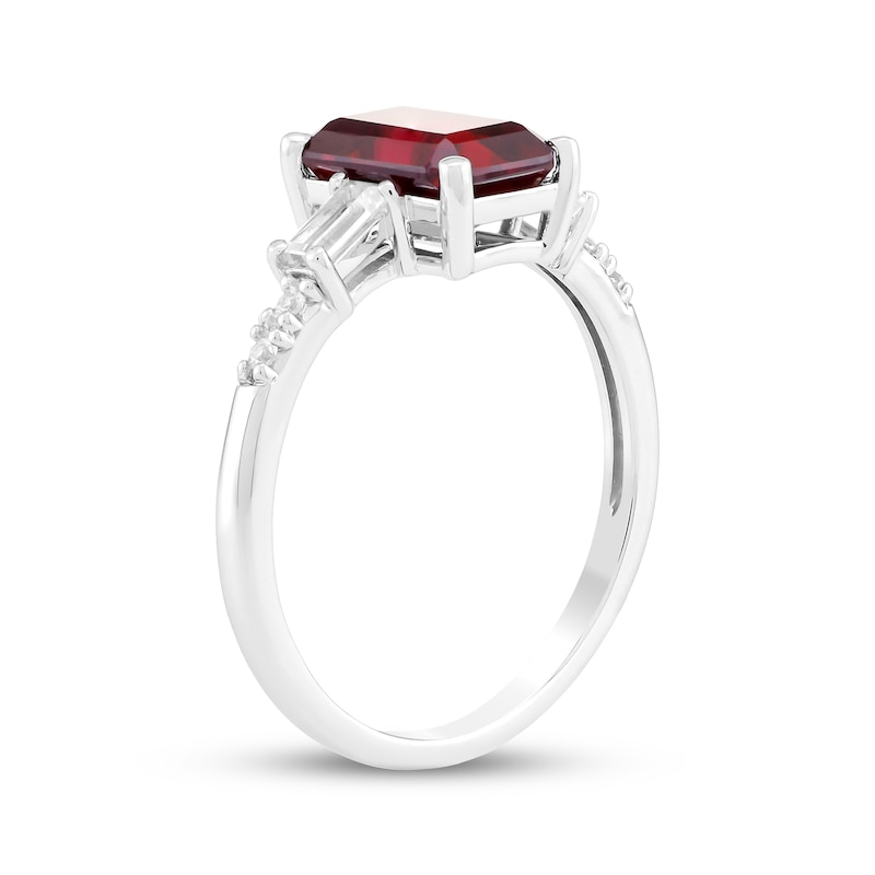 Emerald-Cut Lab-Created Ruby & White Lab-Created Sapphire Ring Sterling Silver | Kay