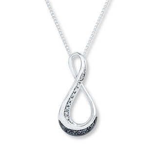 Diamond Infinity Necklace 1/20 cttw Black & White Sterling Silver | Kay