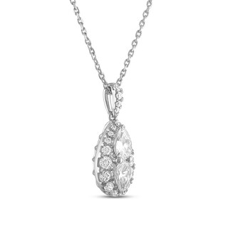 Forever Connected Diamond Necklace 1 ct tw Pear & Round-cut 10K White ...