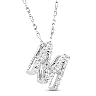 Diamond Letter M Necklace 1/8 ct tw Round-cut Sterling Silver 18" | Kay