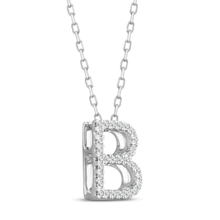 Diamond Letter B Necklace 1/8 ct tw Round-cut Sterling Silver 18" | Kay