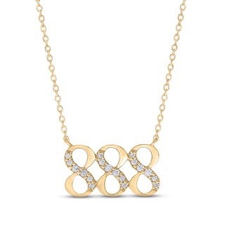Diamond Angel Number 888 Necklace 1/10 ct tw Round-cut 10K Yellow Gold ...
