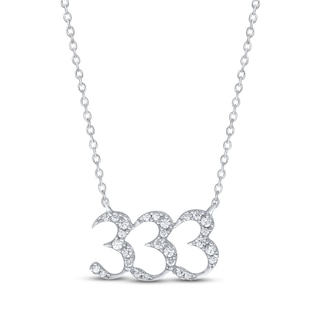 Diamond Angel Number 333 Necklace 1/6 ct tw Round-cut Sterling Silver ...