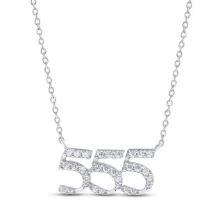Diamond Angel Number 555 Necklace 1/5 ct tw Round-cut Sterling Silver ...