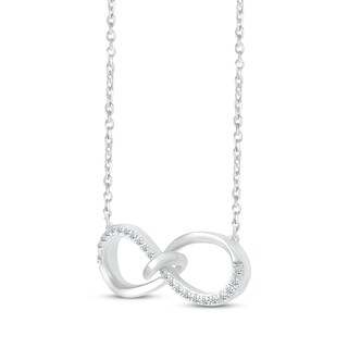 Diamond Loop Infinity Necklace 1/10 ct tw Round-cut Sterling Silver 18 ...