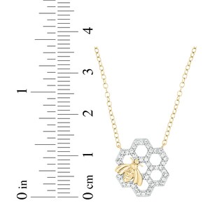 Diamond Honeycomb & Bee Necklace 1/4 ct tw 10K Yellow Gold 18" | Kay
