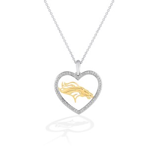 True Fans Denver Broncos 1/10 CT. T.W. Diamond Heart Necklace in ...