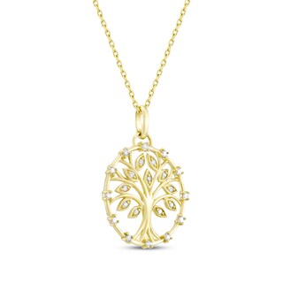 Diamond Family Tree Necklace 1/5 ct tw 10K Yellow Gold 18" | Kay