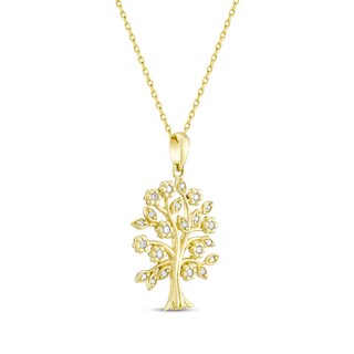 Diamond Family Tree Necklace 1/6 ct tw 10K Yellow Gold 18" | Kay