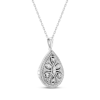 Diamond Teardrop Locket 1/3 ct tw 10K White Gold 18" | Kay