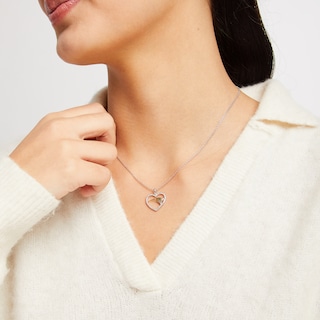 True Fans New England Patriots 1/10 CT. T.W. Diamond Heart Necklace in ...