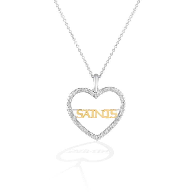 True Fans New Orleans Saints 1/10 CT. T.W. Diamond Heart Necklace in ...