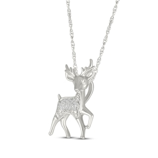 Diamond Reindeer Necklace 1/15 ct tw Sterling Silver 18" | Kay