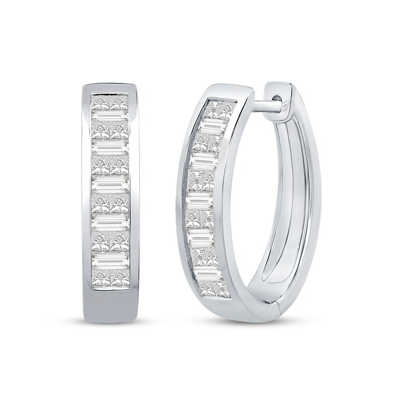 Princess Cut Diamond Hoop Earrings