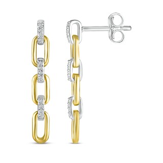 Round-Cut Diamond Paperclip Dangle Earrings 1/10 ct tw 10K Two-Tone ...