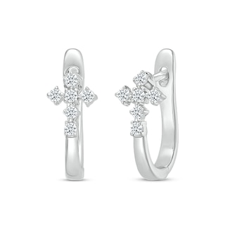 Diamond Cross Hoop Earrings 1/5 ct tw Sterling Silver | Kay
