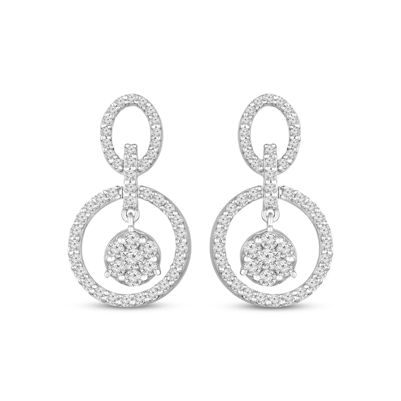 Diamond Oval And Circle Drop Earrings 3 4 Ct Tw 10k White Gold Kay
