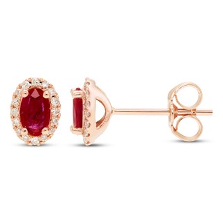 Ruby & Diamond Earrings 1/10 ct tw Round-cut 10K Rose Gold | Kay