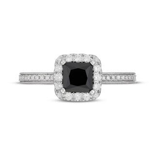 Neil Lane Princess-Cut Black & White Diamond Engagement Ring 1-3/8 ct ...