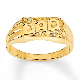 Men's Dad Ring Diamond Accents 14K Yellow Gold | Kay