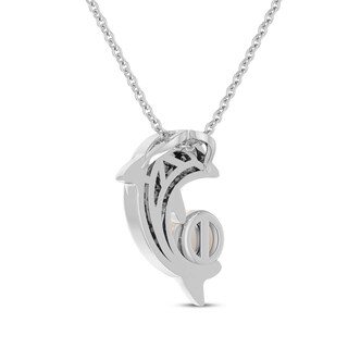 Cultured Pearl, Blue & White Lab-Created Sapphire Dolphin Necklace ...