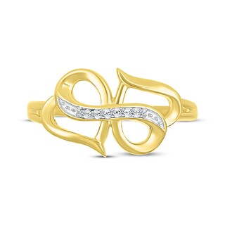 Diamond Accent Double Heart Infinity Ring 10K Yellow Gold | Kay