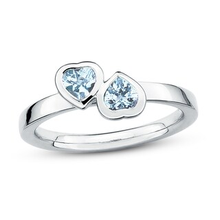 Stackable Heart Ring Aquamarines Sterling Silver | Kay