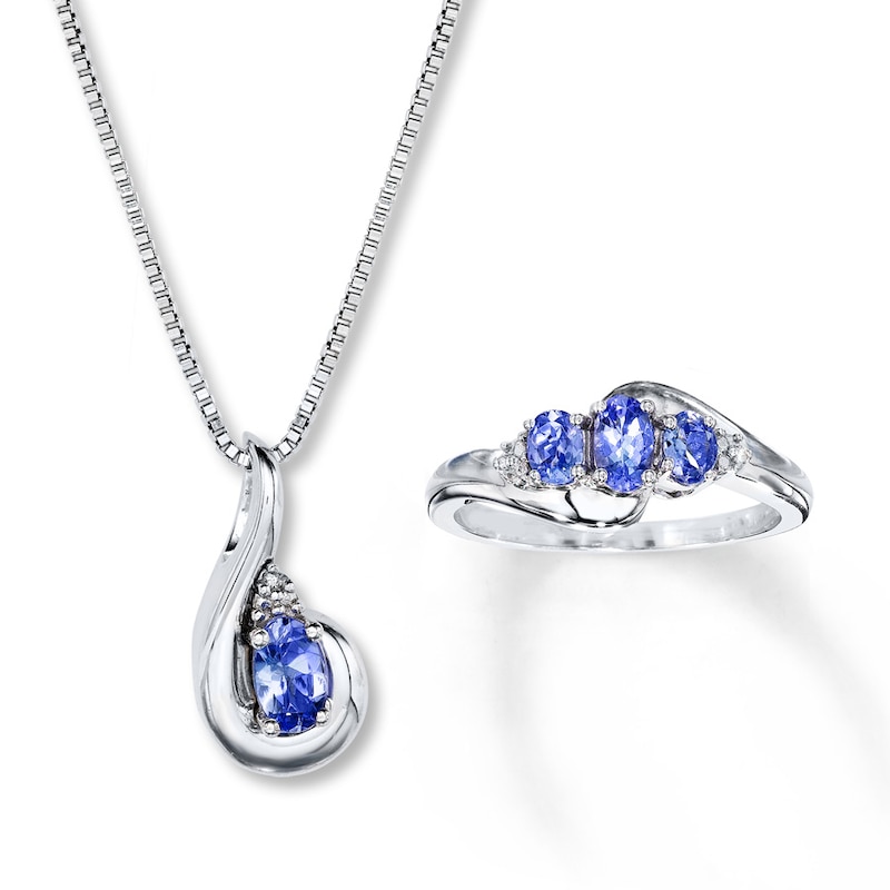 Tanzanite Ring And Necklace Set